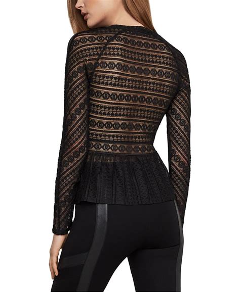 Bcbgmaxazria Stretch Lace Peplum Top Macys