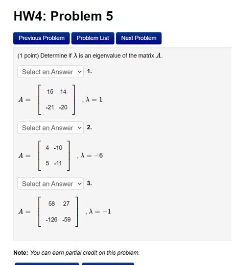 Solved 1 Point Determine If λ Is An Eigenvalue Of The