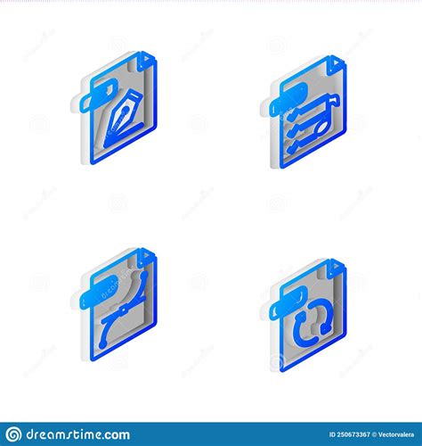 Set Isometric Line M3u File Document Ai Svg And  Icon Vector