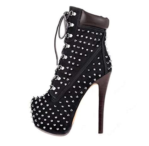Onlymaker Damen Stiefel Pumps Boots Kurzschaft Stiefeletten Zehenkappe