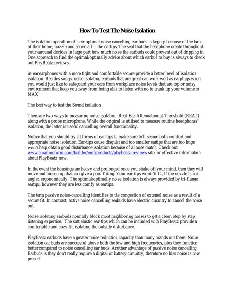 How To Test The Noise Isolationpdf Docdroid