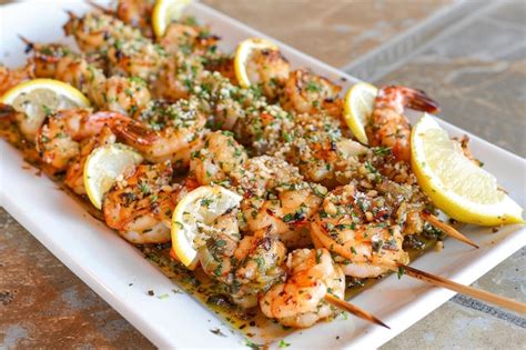 Premium Photo Lemon Garlic Shrimp Skewers