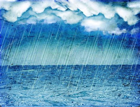 Tormenta De Lluvia En El Mar Fondo De La Naturaleza Vintage Con Nubes Oscuras