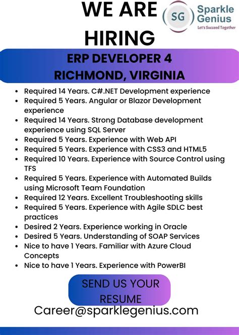 Sparkle Genius Llc On Linkedin Erp Developer Sparklegenius Sparklegeniusjobs