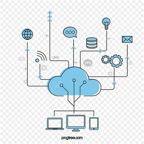 푸른 구름 데이터 라인 컴퓨터 과학 기술 컴퓨터 공책 Png 일러스트 및 벡터 에 대한 무료 다운로드 Pngtree