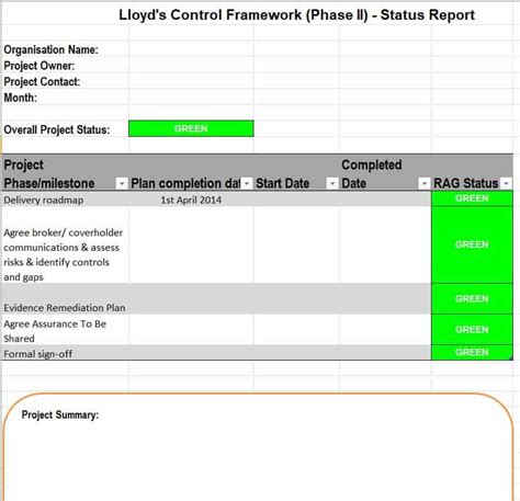 Status Report Templates WORD Excel Format