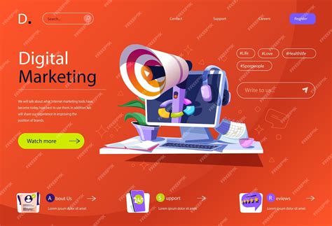 Premium Vector Digital Marketing Concept In Flat Cartoon Design For Homepage Layout Online