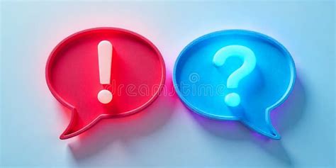 Red Exclamation Mark And Blue Question Mark In Speech Bubbles Stock