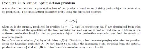 Solved Problem A Simple Optimization Problem A Chegg