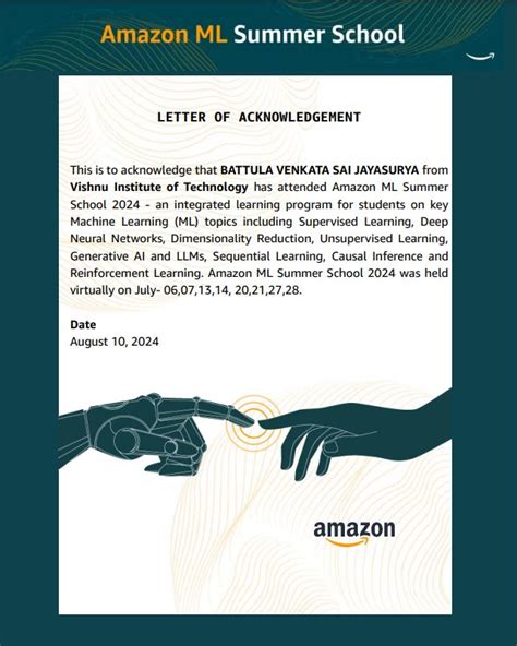 Jayasurya Bvs On Linkedin Amazonmlsummerschool Machinelearning Ai Deeplearning Generativeai