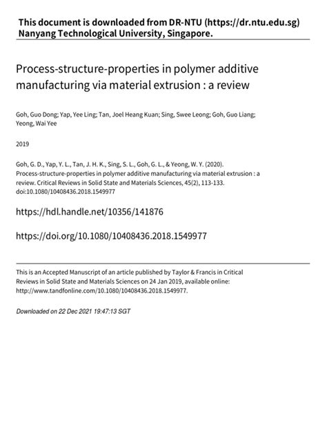 A Comprehensive Review Of Process Structure Properties Relationships In