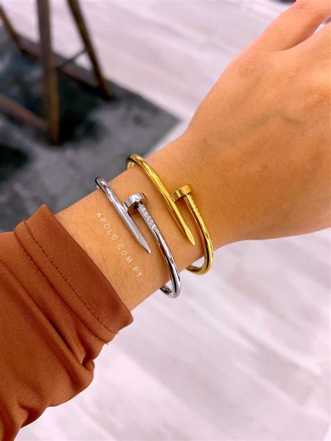 Pulseira rígida efeito prego relevos 3 cores Apolo