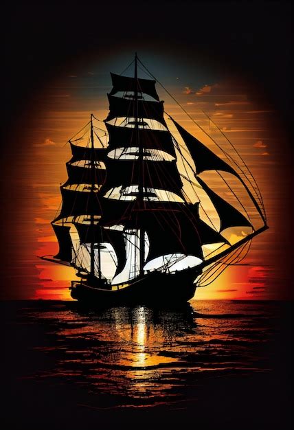 Uma Pintura De Um Navio As Palavras O Navio No Fundo Foto Premium