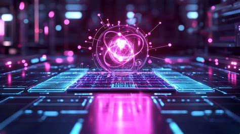 Abstract Digital Energy Sphere Glowing Over Circuit Board Stock