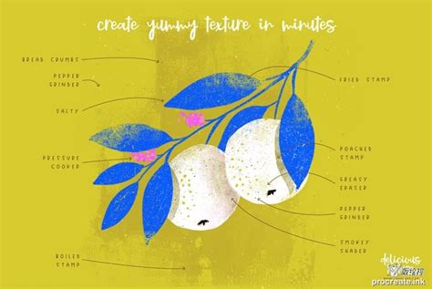 Procreate美味插画纹理笔刷 Delicious Texture Procreate Brushes By Lisa Glanz 板