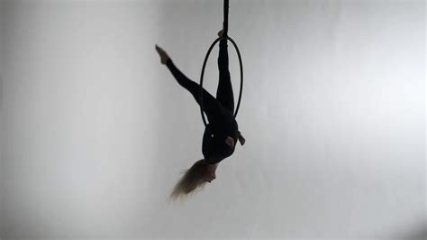 Caucasian Dancer Graceful Flight On Dark Stock Footage Sbv 347714323
