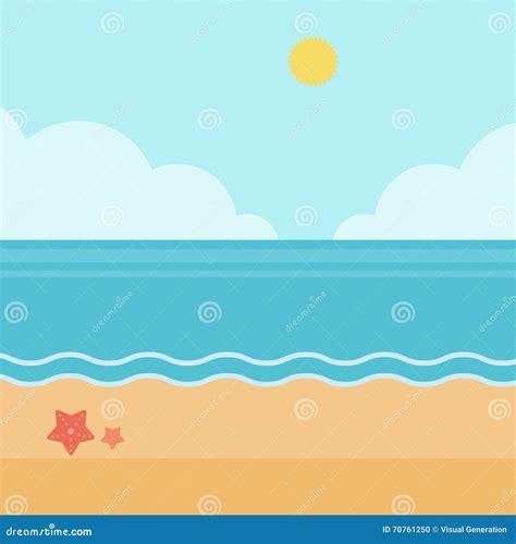 Background Of Sand Beach With Blue Sea Stock Vector Illustration Of