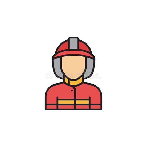 Fireman Avatar Filled Color Icon Linear Style Sign For Mobile Concept