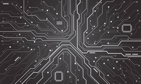 추상 회색 톤 회로 기판 기술 푸른 선 전자 요소 컴퓨터 마더 보드 칩 프로세서 반도체 디지털 배경 벡터와 연결 0명에 대한 스톡 벡터 아트 및 기타 이미지 Istock