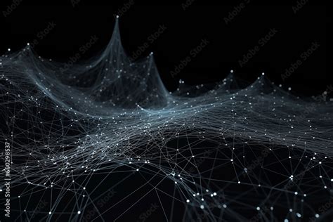 Visualization Of Wave Particle Dot Line Background Generative Ai Digital Illustration Stock