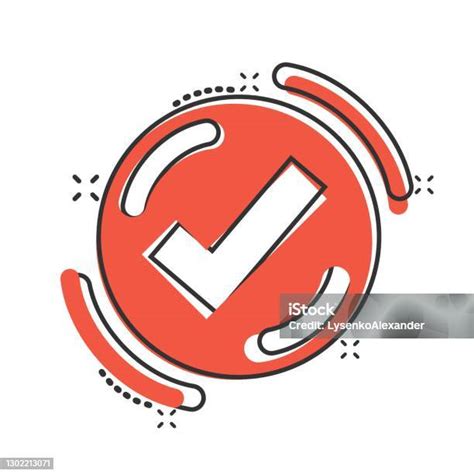 在漫畫風格中選中標記符號圖示在白色隔離背景上確認按鈕卡通向量插圖接受飛濺效應業務概念向量圖形及更多剔格圖片 剔格 剔號 卡通 Istock