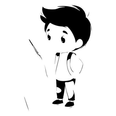 Menino Pintando Um Quadro No Cavaleiro Ilustração De Desenho Animado