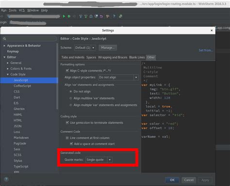 Javascript How To Make Webstorm Reformatting Source Code To Change Double Quotes To Single