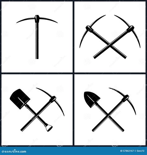 Set Of Tools For Excavation Stock Vector Illustration Of Black