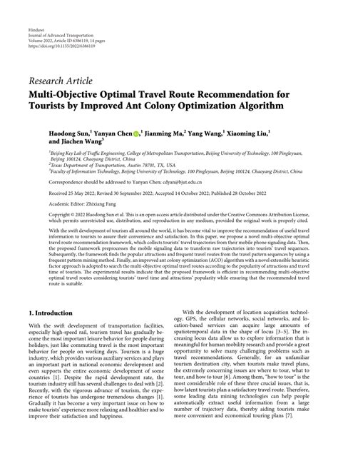 Pdf Multi Objective Optimal Travel Route Recommendation For Tourists