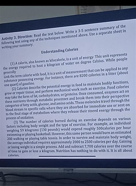 Read The Text Below Write A 3 5 Sentence Summary Of The Following Text