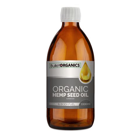 1000ml Certified Organic Cold Pressed Hemp Seed Oil