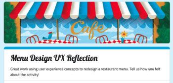 UX Menu Design Activity Elementary By Mary Shakshober TPT