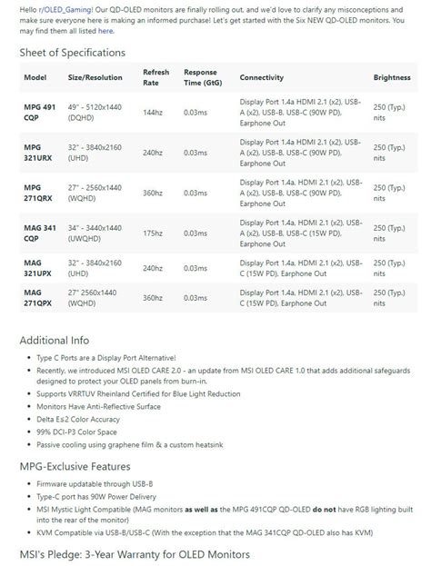 Msi Confirms Lack Of Firmware Updates For Incoming Mag Qd Oled Monitors Techpowerup