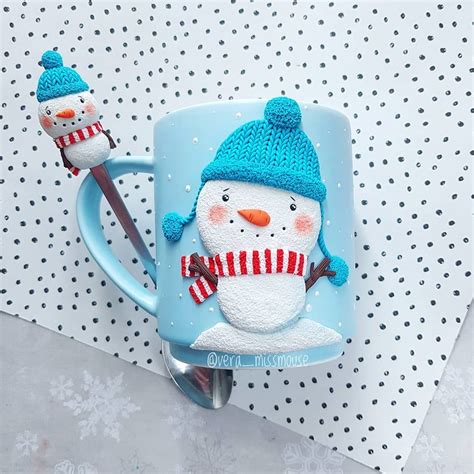 Новинка! ⠀⠀⠀⠀⠀ Комплект кружка и ложечка с милыми снеговичками 💙⛄ ...