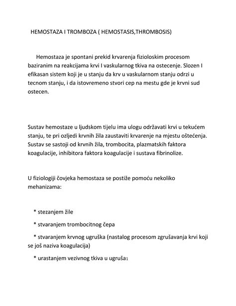 Hemostaza I Tromboza Doc