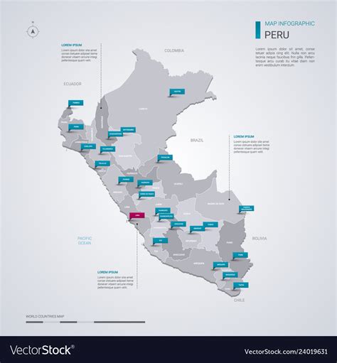 peru map with infographic elements pointer marks vector image
