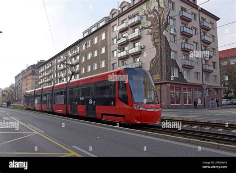 Electric Trams On The Extensive Tram Network In The City Of Bratislava