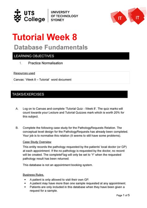 Week 8a Practice Questions Tutorial Week 8 Database Fundamentals