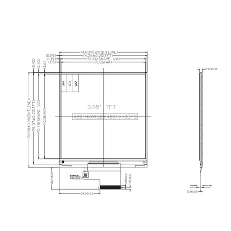 Factory In Stock 395 Inch Tft Lcd Display 480x480 Rgb Mipi Square Lcd