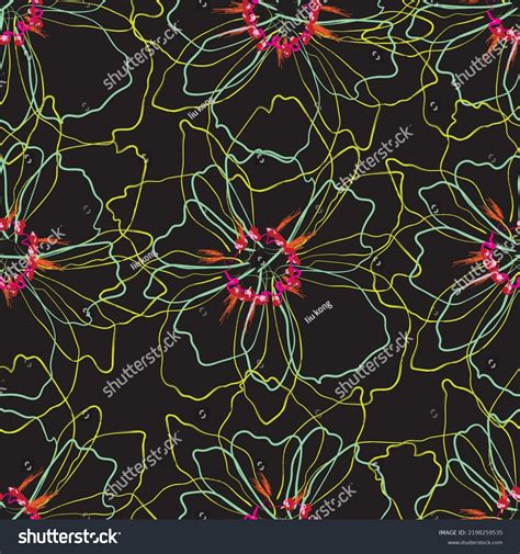 Seamless Fabric Floral Line Pattern Vector Stock Vector Royalty Free 2198259535 Shutterstock
