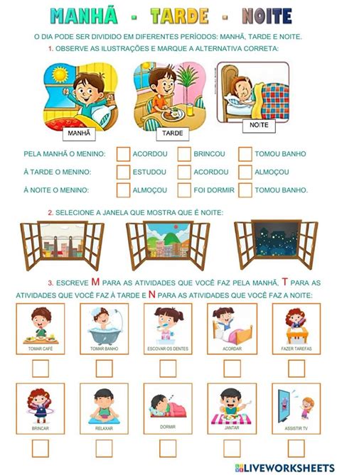 Manhã Tarde Noite Worksheet
