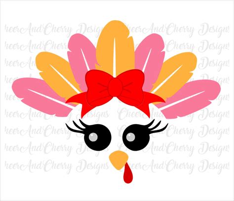 Turkey Face Svg For Girl Turkey Svg File For Cricut Etsy