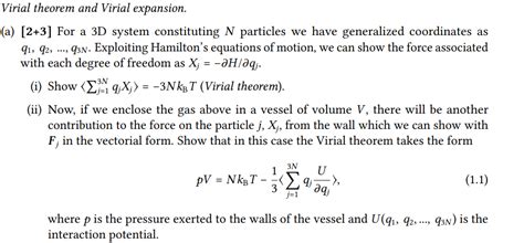 Solved Virial Theorem And Virial Expansion A [2 3] For A