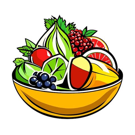 Premium Vector Fruit And Salad Bowls Vector Illustration