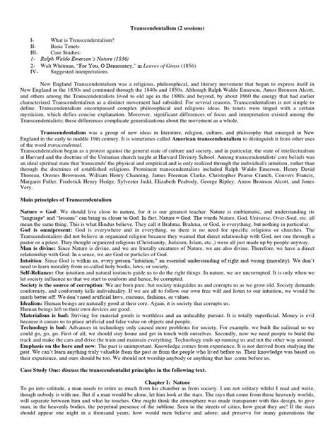 L3 Literature Analysis Of Literary Texts Pdf Transcendentalism