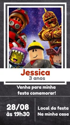 Convite aniversário Roblox Edite grátis nosso editor online