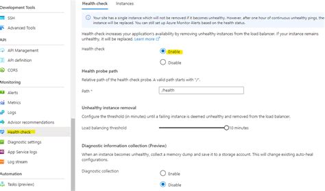 how to stop azure app service health check feature to be reset after
