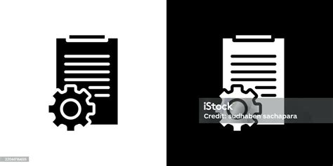 Compile Icon Set Vector Illustrations In Black And White Solid Style Stock Illustration