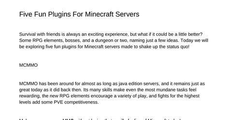 Five Fun Plugins For Minecraft Serverscntaz Pdf Pdf Docdroid