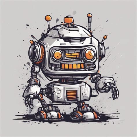 premium ai image print ready trendy scary robot concept tshirt design